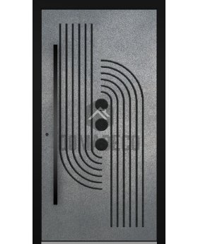 PIVOT M13 - pivot door with grey texture of milled metal Domadeco