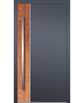 PIVOT V22 - aluminium front door with wooden decor Domadeco