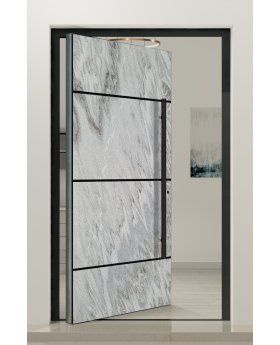 LIM V42 - aluminium front door covered with white rock stone texture ...