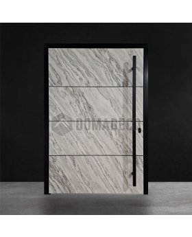 LIM V42 - aluminium front door covered with white rock stone texture ...